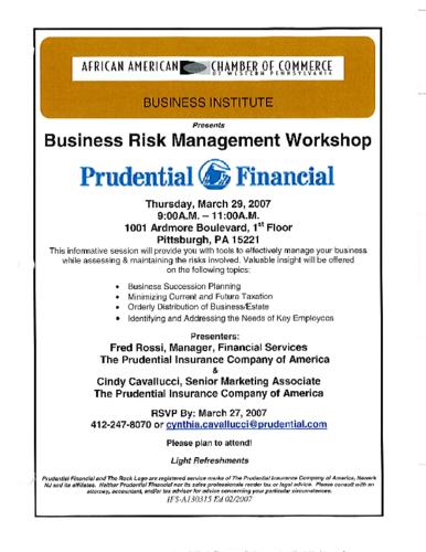 Business Risk Management Workshop-Flyer | Digital Pitt