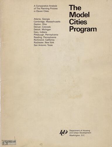 The Model Cities Program, A Comparative Analysis of the Planning ...